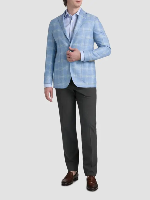 SARTORIO NAPOLI Plaid Wool-blend Sport Coat - Light Blue