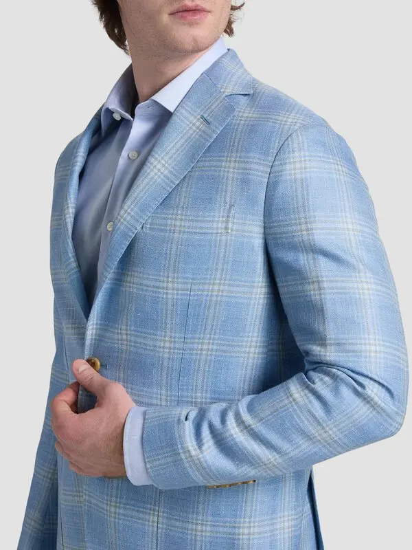 SARTORIO NAPOLI Plaid Wool-blend Sport Coat - Light Blue