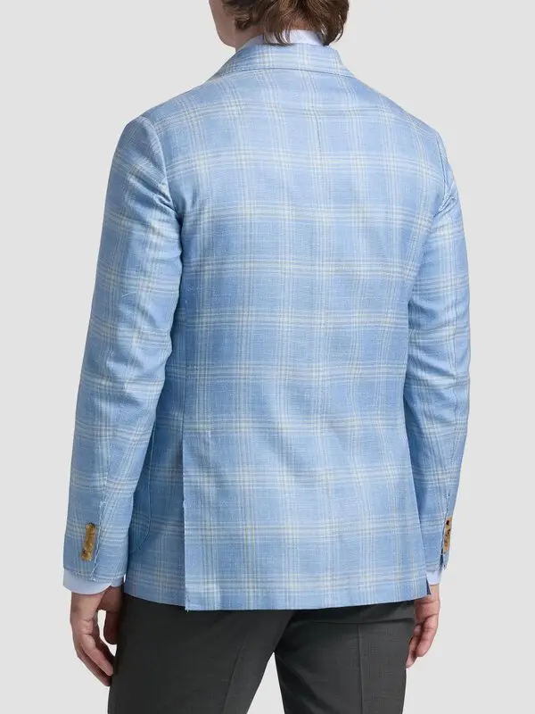 SARTORIO NAPOLI Plaid Wool-blend Sport Coat - Light Blue
