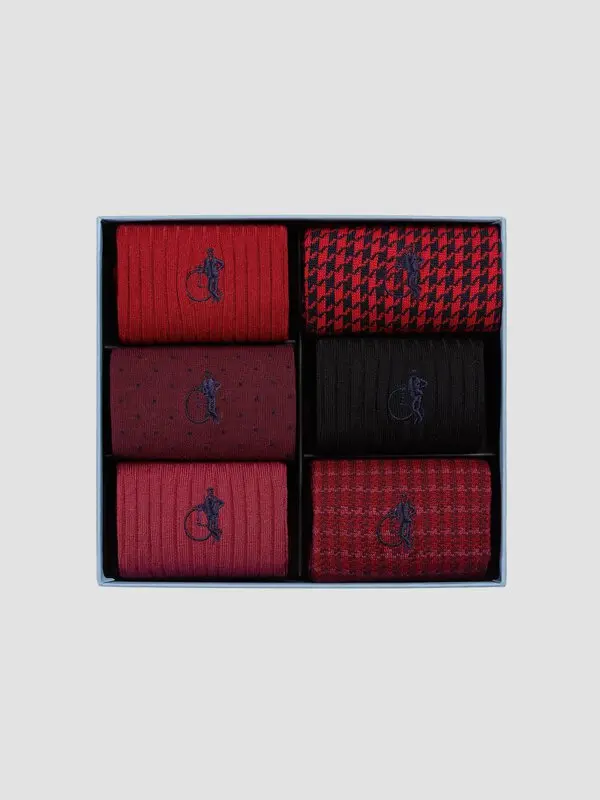 LONDON SOCK COMPANY Dash Of Class 6-pack Socks - Ruby