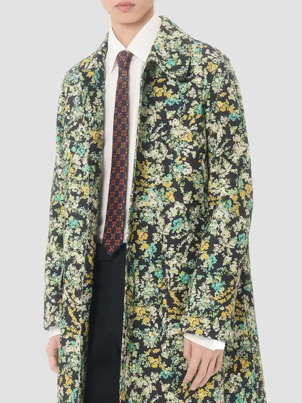 Valentino Garavani Valentie Silk And Jacquard Tie With Design - Blue Hazelnut