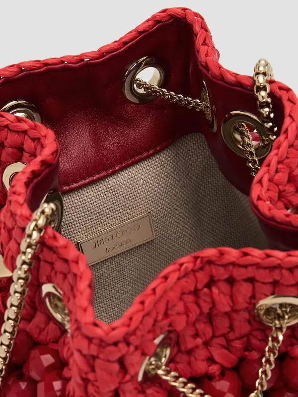 JIMMY CHOO Riviera Capsule Bon Bon Beaded Raffia Top Handle Bag