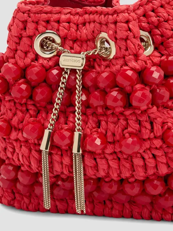 JIMMY CHOO Riviera Capsule Bon Bon Beaded Raffia Top Handle Bag