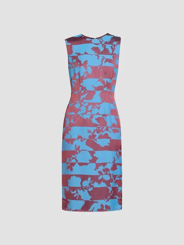 Dries Van Noten Delavina Abstract Satin Sleeveless Midi-dress - Blue