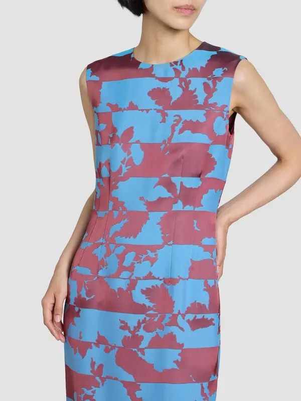 Dries Van Noten Delavina Abstract Satin Sleeveless Midi-dress