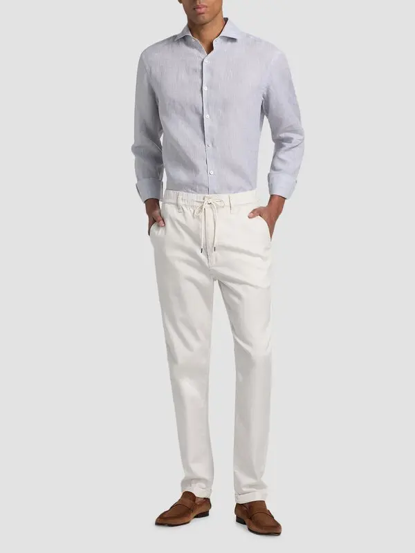 Canali Linen Button-front Shirt - Light Grey