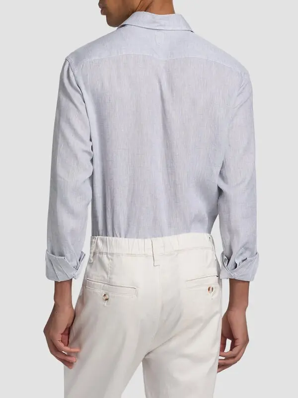 Canali Linen Button-front Shirt - Light Grey