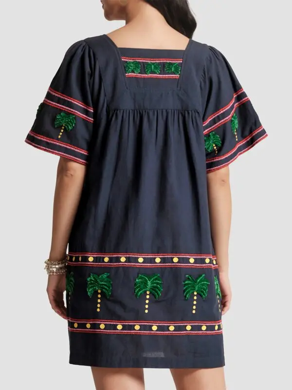 FRANCES VALENTINE Palm Picnic-embroidered Minidress