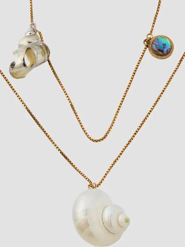 Dries Van Noten Goldtone & Shell Layered Necklace