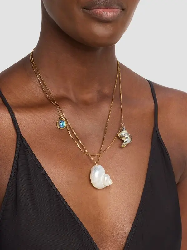 Dries Van Noten Goldtone & Shell Layered Necklace