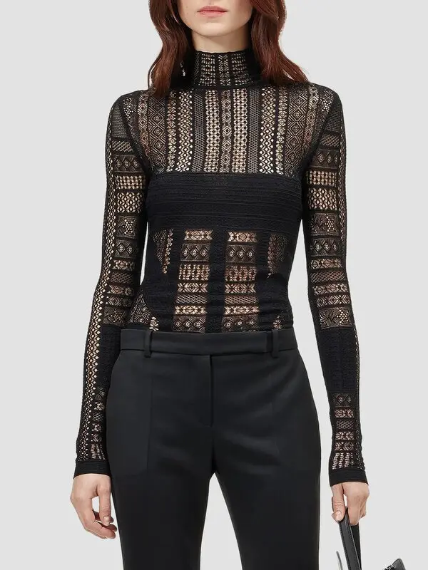 Alexander McQueen Sheer Lace Long-sleeve Top