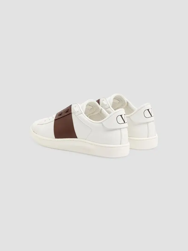 Valentino Garavani Open Royco Sneakers In Nappa Calfskin - White Brown