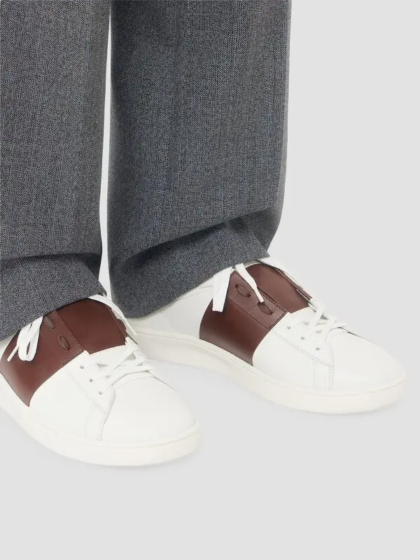 Valentino Garavani Open Royco Sneakers In Nappa Calfskin - White Brown