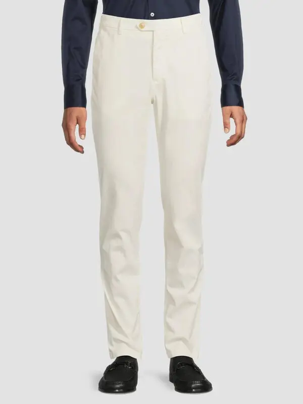 Canali Chino Stretch-cotton Pants - White