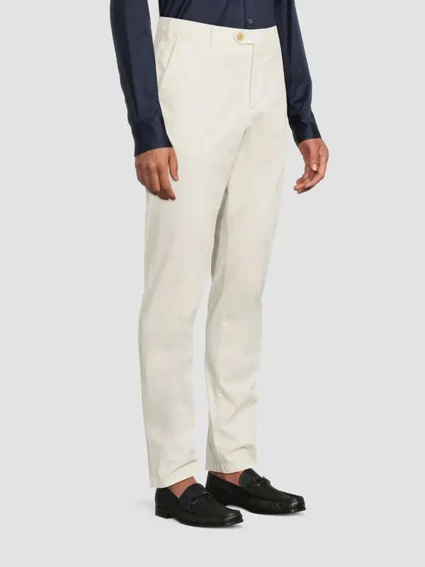 Canali Chino Stretch-cotton Pants - White