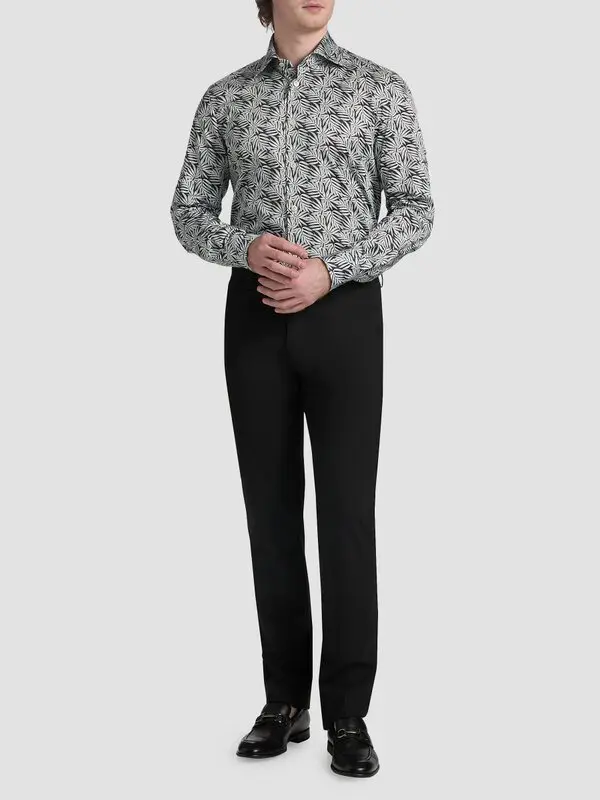 Kiton Leaf Print Stretch-cotton Shirt