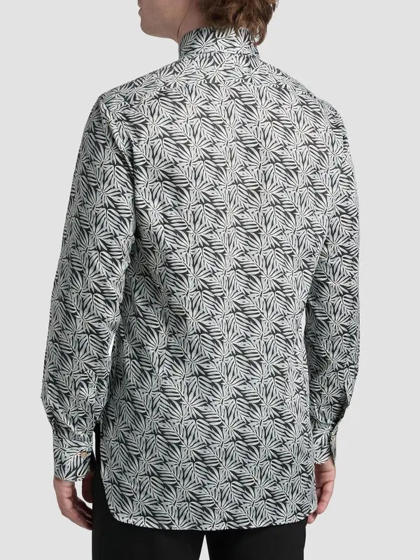 Kiton Leaf Print Stretch-cotton Shirt