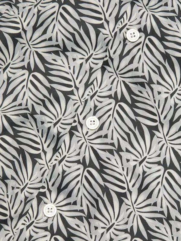 Kiton Leaf Print Stretch-cotton Shirt