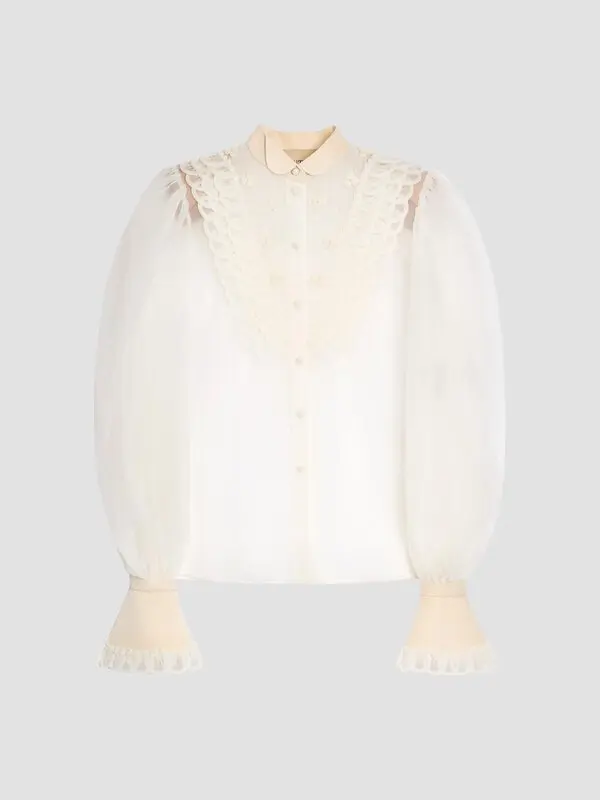Valentino Garavani Embroidered Organza Shirt - Vanilla