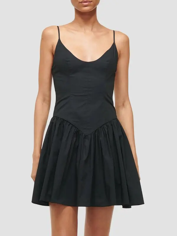 Staud Dena Stretch-cotton Fit & Flare Minidress