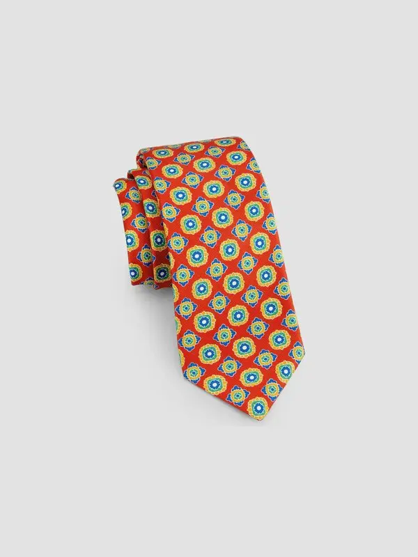 Kiton Medallion-print Silk Tie - Red