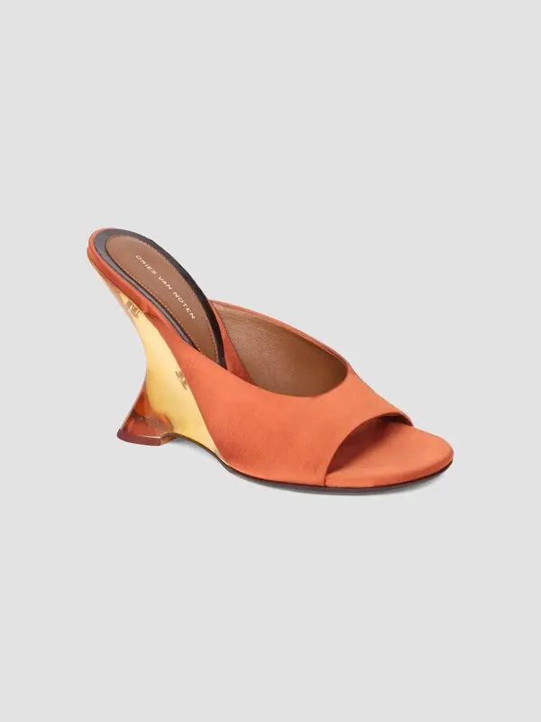 Dries Van Noten 100mm Satin Wedge Mules