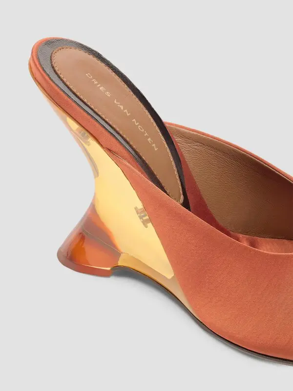 Dries Van Noten 100mm Satin Wedge Mules