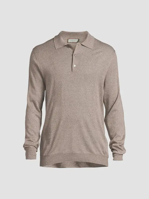 Canali Heathered Merino Wool Modern-fit Polo Shirt - Light Tan