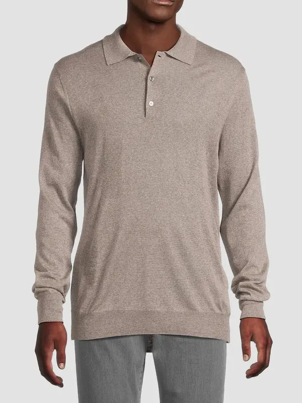 Canali Heathered Merino Wool Modern-fit Polo Shirt - Light Tan