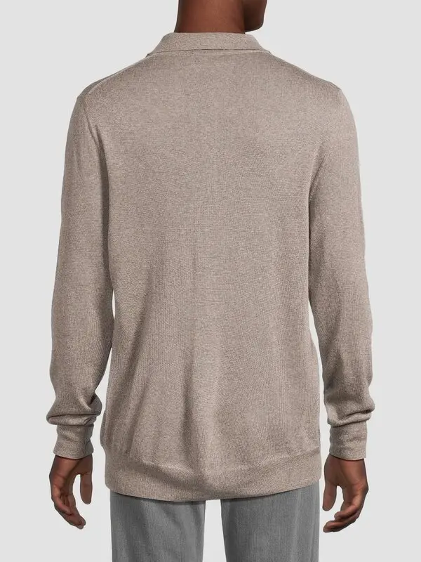 Canali Heathered Merino Wool Modern-fit Polo Shirt - Light Tan