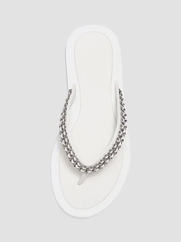 Tory Burch Kira Chain Leather Flip-flops - Bianco Laredo