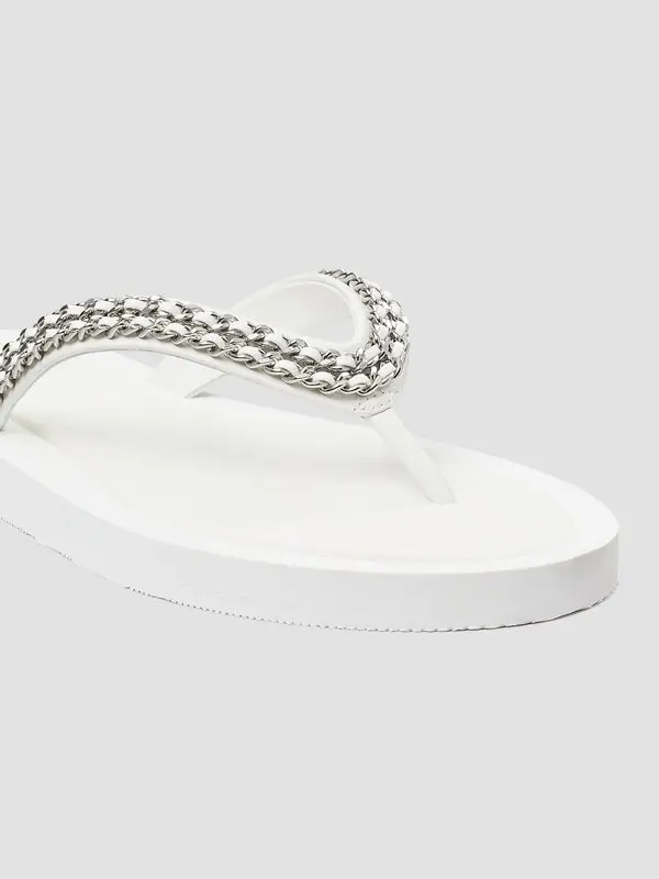 Tory Burch Kira Chain Leather Flip-flops - Bianco Laredo