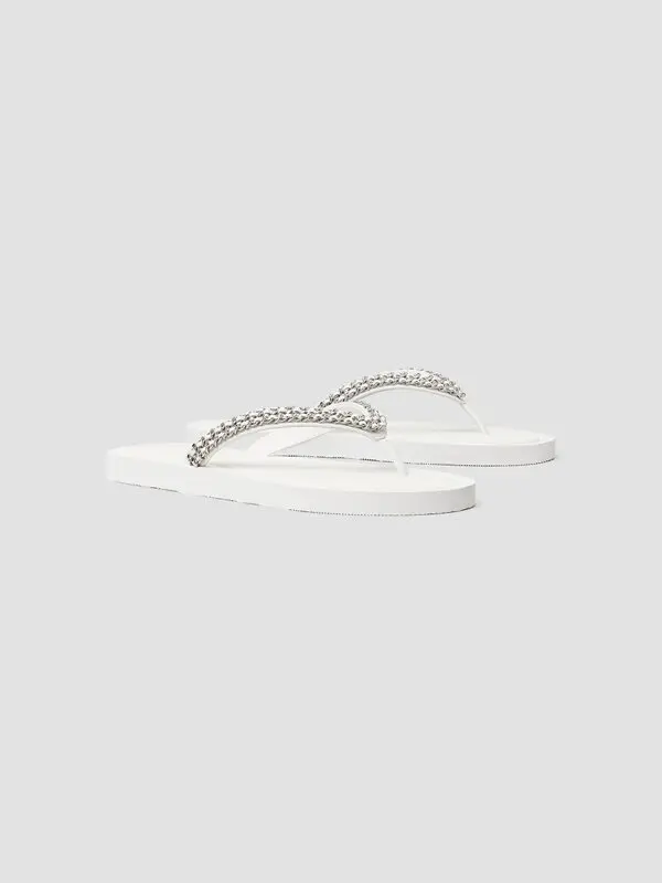 Tory Burch Kira Chain Leather Flip-flops - Bianco Laredo