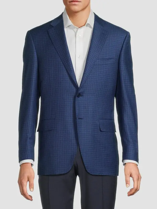 Canali Micro-plaid Wool Business Sport Coat