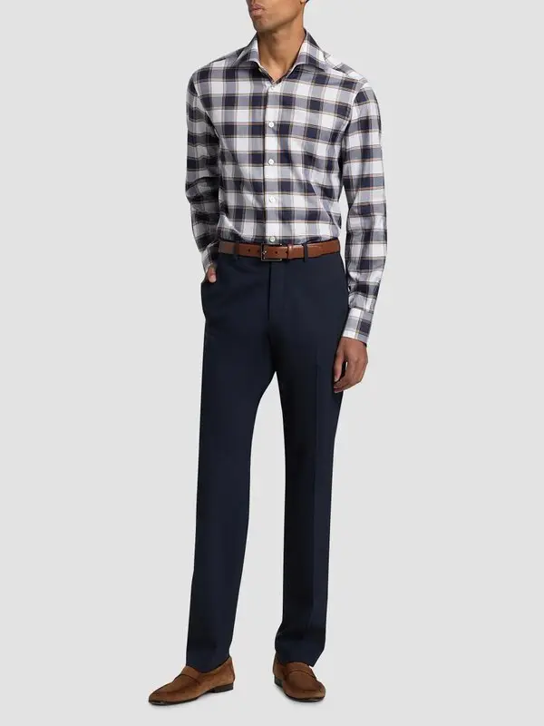 Kiton Bold Plaid Cotton Shirt - Brown