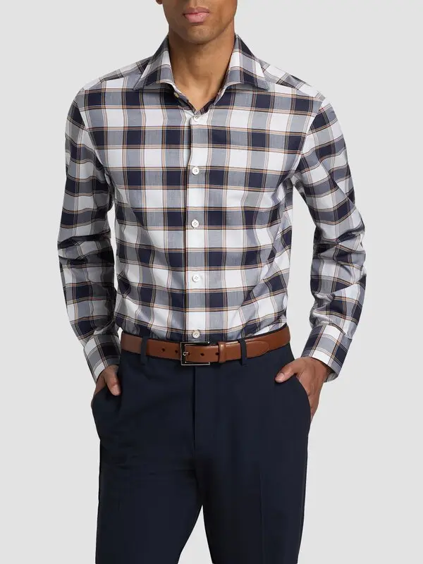 Kiton Bold Plaid Cotton Shirt - Brown