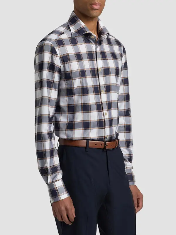 Kiton Bold Plaid Cotton Shirt - Brown