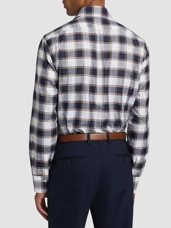 Kiton Bold Plaid Cotton Shirt - Brown