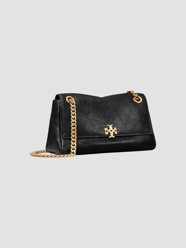 Tory Burch Charlie Quilted Leather Small Shoulder Bag - Black