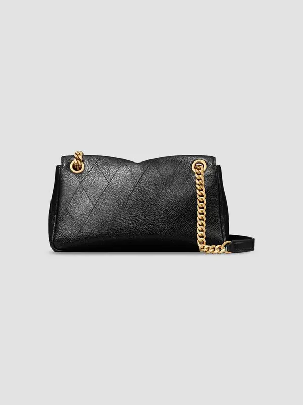 Tory Burch Charlie Quilted Leather Small Shoulder Bag - Black