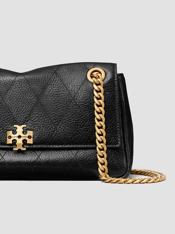 Tory Burch Charlie Quilted Leather Small Shoulder Bag - Black