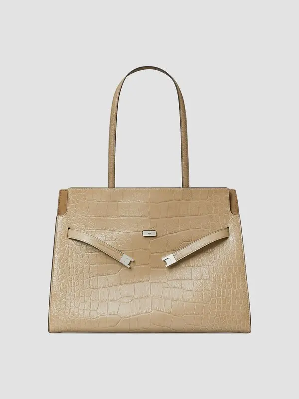 Tory Burch Lee Radziwill Croc-embossed Leather Tote Bag