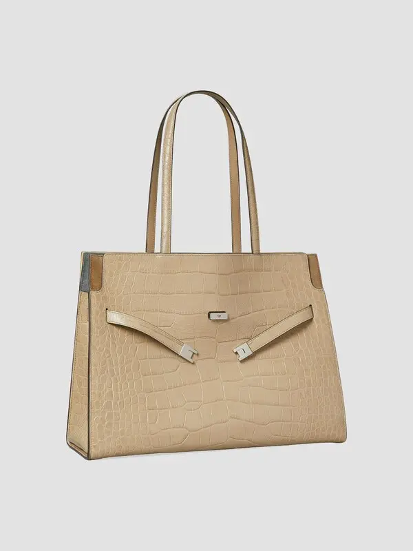Tory Burch Lee Radziwill Croc-embossed Leather Tote Bag