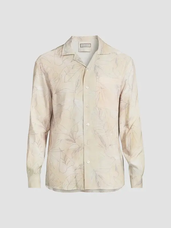 Canali Leaf-print Button-front Shirt