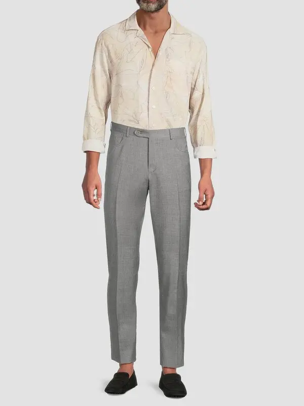 Canali Leaf-print Button-front Shirt