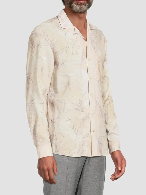 Canali Leaf-print Button-front Shirt