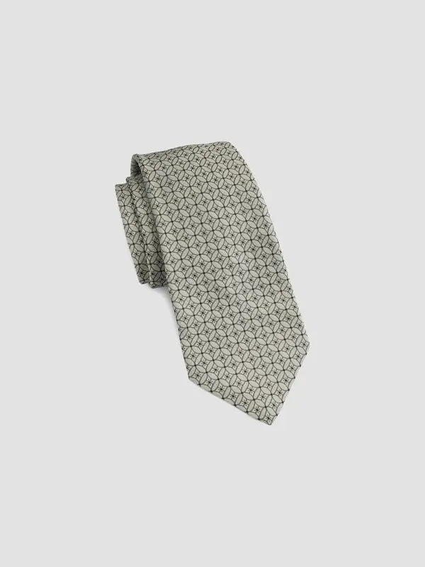 Kiton Interlocking Circles Silk Tie - Tan