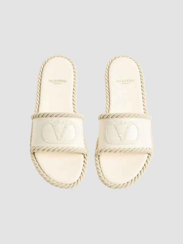 Valentino Garavani Vlogo Torchon Slide Sandals In Nappa Leather