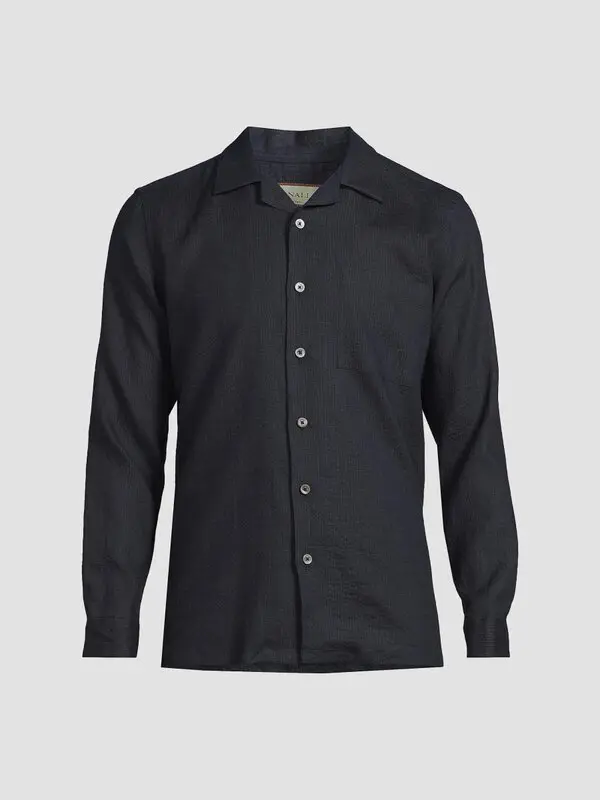 Canali Linen Seersucker Button-front Shirt