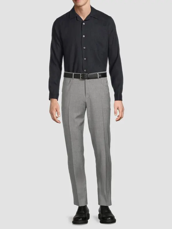 Canali Linen Seersucker Button-front Shirt